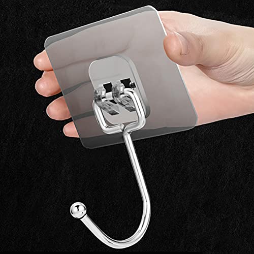 hmooc Wall Hooks Heavy Duty 40lb(Max), Stainless Steel Large Adhesive Hooks for Hanging, Waterproof and Super Sticky to Increase Practicality(16 Pack)