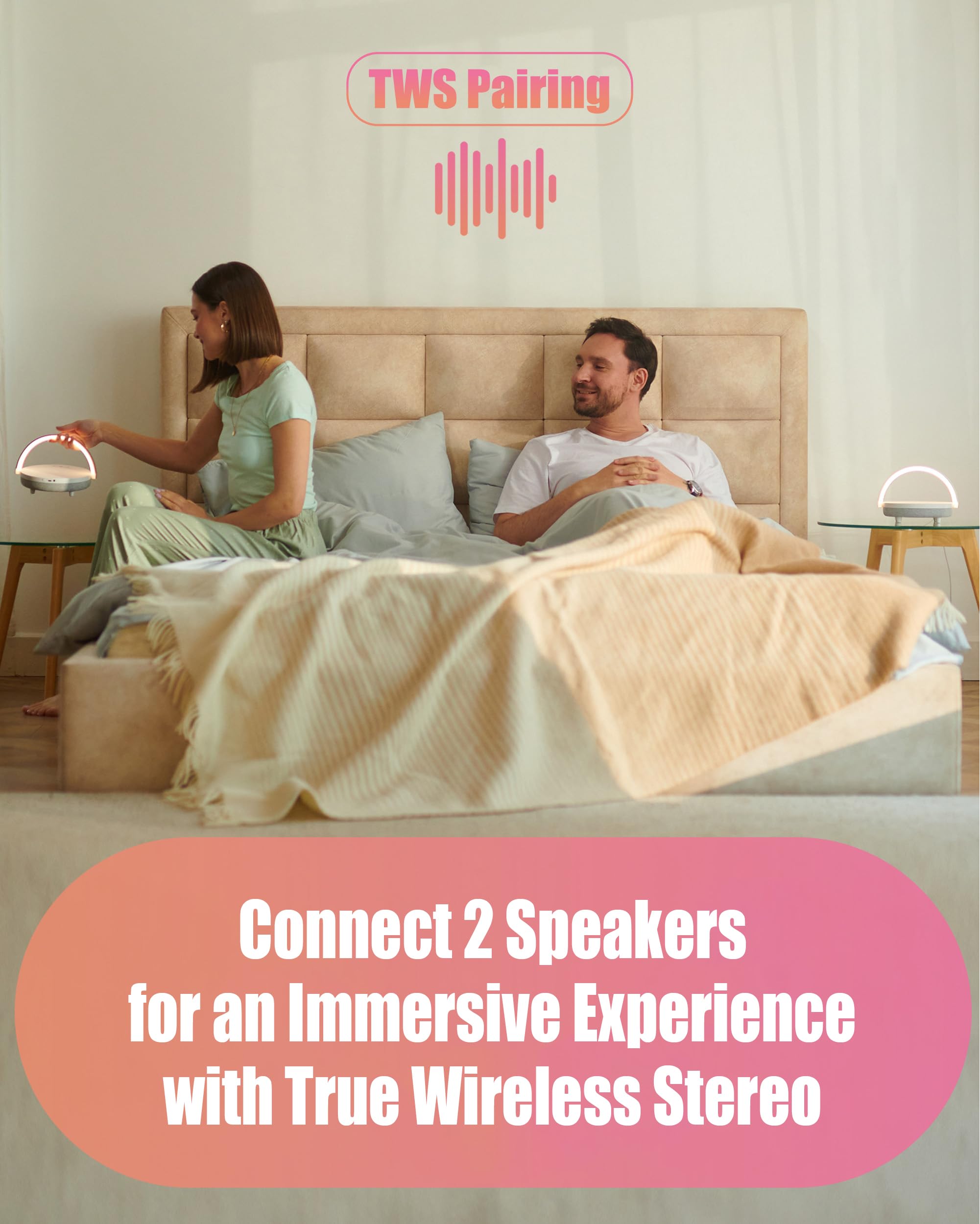 BELMAK Bedside Lamp with Wireless Charger, Phone Charging Lamps for Bedroom, Speaker Lamp Bluetooth Wireless, 6 in 1 Touch Bedside Lamp, Unique Gifts for Women, Dad, Mom, Men Birthday Gift Ideas