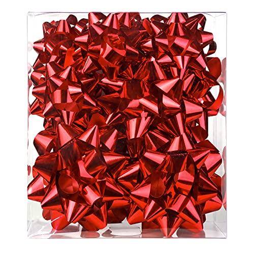 WRAPAHOLIC Metallic Christmas Red Gift Bow Assortment (12 Bows) for Birthday, Wedding, Christmas, Baby Shower, Bridal Showers