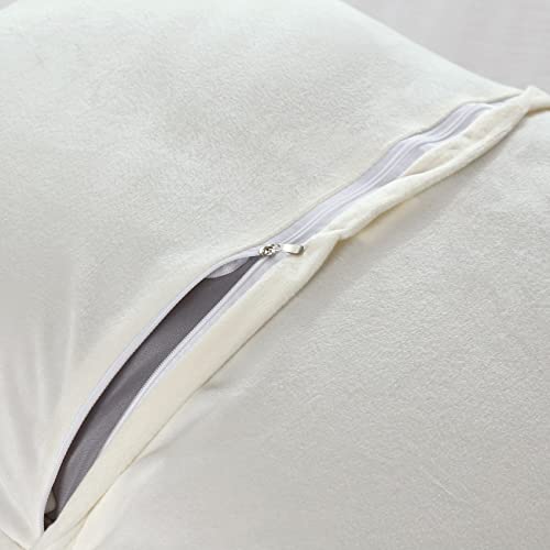 Yunyiio Faux Fur Pillowcase Fluffy Plaid Hold Pillowcase Pillow Shams Fluffy Plush Decorative Pillowcase (Queen, Beige)