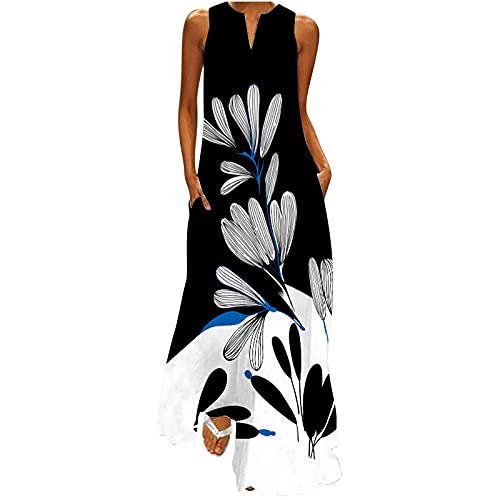 Ceboyel Womens Boho Floral Maxi Dresses Floral Flowy Long Dresses Sleeveless Sun Dress Casual Summer Trendy Outfits 2023