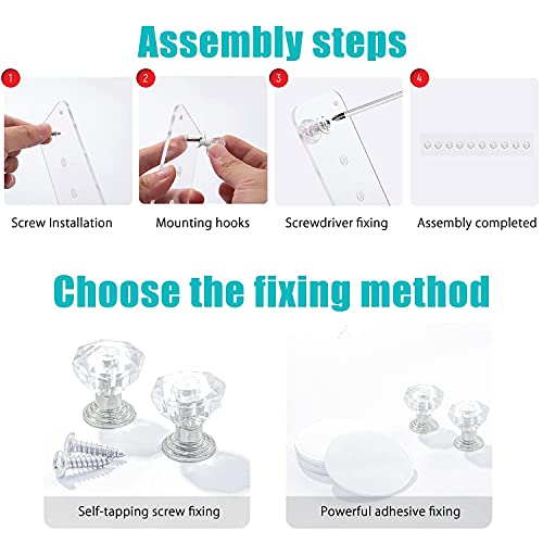 bolimoss Necklace holder, Acrylic Necklace Hanger, Transparent Necklace Organizer,Wall Mounted Jewelry Organizer, Jewelry Hook (2-pack Clear) (Silver)
