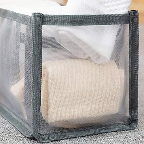 Set of 3 Underwear Organizer Drawer Divider, Foldable Breathable Storage Box Closet Dividers Dresser Clothes Drawer Organizers for Storing Underwear Bra Socks ( 6/7/11 Grids) (#4)