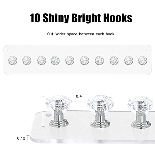 bolimoss Necklace holder, Acrylic Necklace Hanger, Transparent Necklace Organizer,Wall Mounted Jewelry Organizer, Jewelry Hook (2-pack Clear) (Silver)