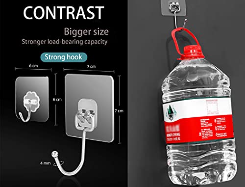hmooc Wall Hooks Heavy Duty 40lb(Max), Stainless Steel Large Adhesive Hooks for Hanging, Waterproof and Super Sticky to Increase Practicality(16 Pack)