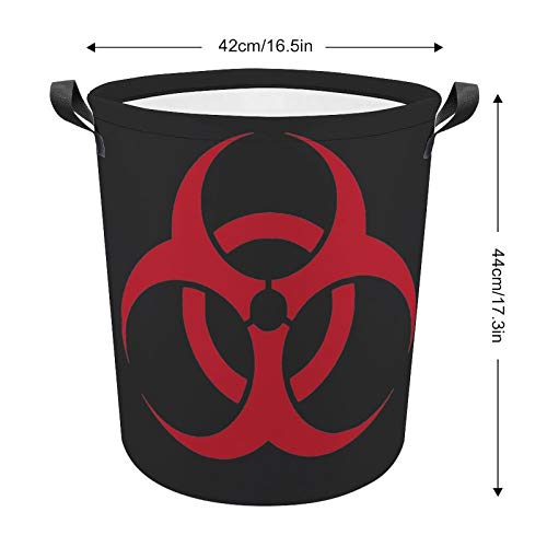Red Symbol Biohazard Radioactive Laundry Basket Hamper Bag Dirty Clothes Storage Bin Waterproof Foldable Collapsible Toy Organizer for Office Bedroom Clothes Toys Gift Basket