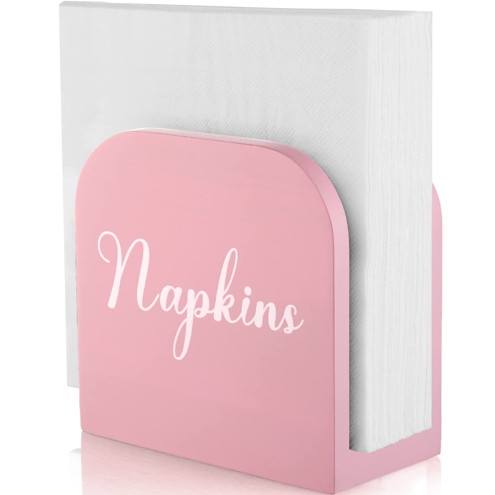 Pink Napkin Holder for Table - ALELION Wooden Napkin Holders for Kitchen - Pink Kitchen Decor and Accessories for Dining Room Table Decor - Wood Napkin Dispenser