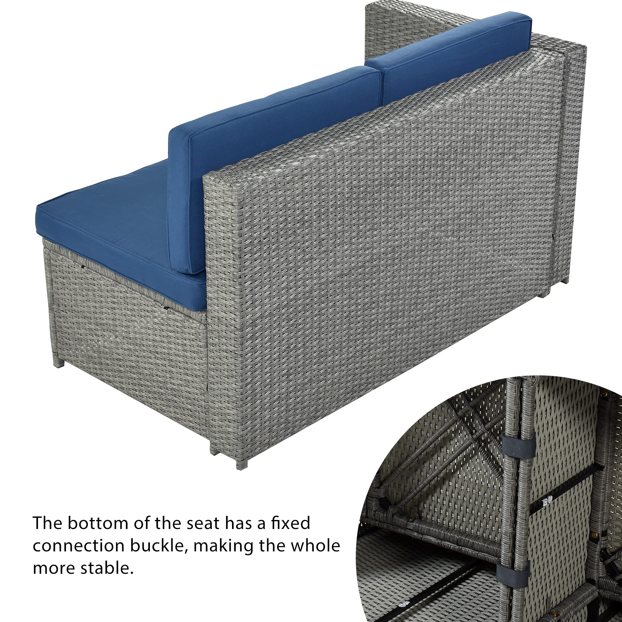 Merax 9 Pieces Patio Furniture Set Outdoor Conversation PE Wicker Rattan Sectional Sofa, Coffee Table and Ottoman, Gray