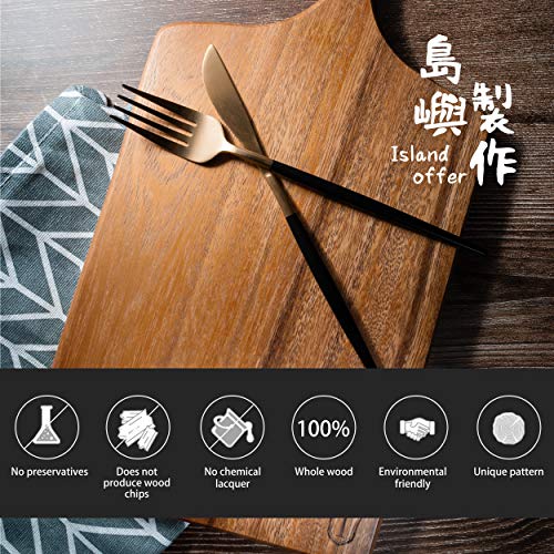 Islandoffer ash Wood Round Black Tray Tea Cake Tray Japanese Style (1pc)