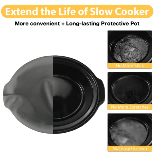 XOUDOOH Silicone Slow Cooker Liners for Crockpot & Hamilton Beach 8QT, Reusable/BPA Free/Leakproof/Slow Cooker Accessories Cooking Liner for 7/8 Quart Slow Cooker(Red/Grey)