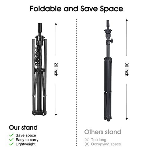 MEIBR Foldable Wig Stand Tripod, Mannequin Head Stand Frosted Material, Adjustable Tripod for Mannequin Head Holder for Cosmetology Hairdressing Training