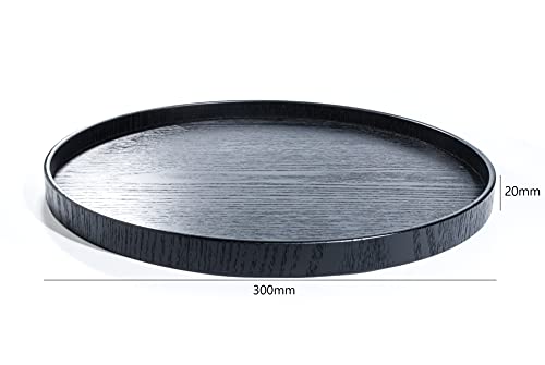 Islandoffer ash Wood Round Black Tray Tea Cake Tray Japanese Style (1pc)