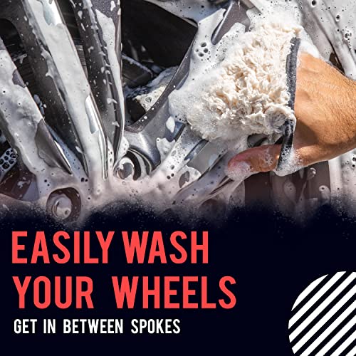 Maxshine Microfiber Wash Mitt Finger Wheel Car Wash Mitt and Dusting Mitt for Car Detailing, 2pcs/Pack Car Wash Glove for Small Areas, Car Detailing Accessories and Supplies