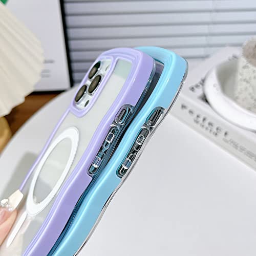 Yeddabox Compatible for iPhone 13 Pro Max Case with Magsafe, Wave Magnetic Phone Case Cute Water Ripple Candy Colors Frame Shockproof for iPhone 13 Pro Max Phone Case for Women 6.7 Inch - Pink