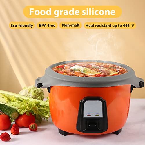 XOUDOOH Silicone Slow Cooker Liners for Crockpot & Hamilton Beach 8QT, Reusable/BPA Free/Leakproof/Slow Cooker Accessories Cooking Liner for 7/8 Quart Slow Cooker(Red/Grey)