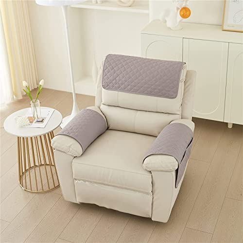 EXTLEZSA Sofa Armrest Cover,1/2/3 Seater Sofa Headrest Slipcovers Nonslip Armchair Cover Quilted Water Proof Furniture Protector for Recliner Leather Sofa Couch (Light Gray,1 Seat Recliner 3 pc)