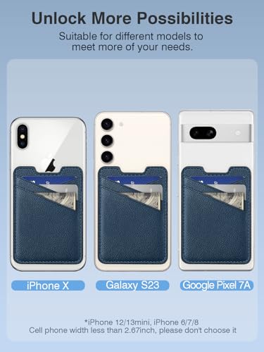 Miroddi 2Pack Phone Wallet Stick on, Adhesive Phone Pocket Leather Cell Phone Card Holder for Phone Case Credit Business ID Cards Pocket Wallets for iPhone Android and Most Smart Phones