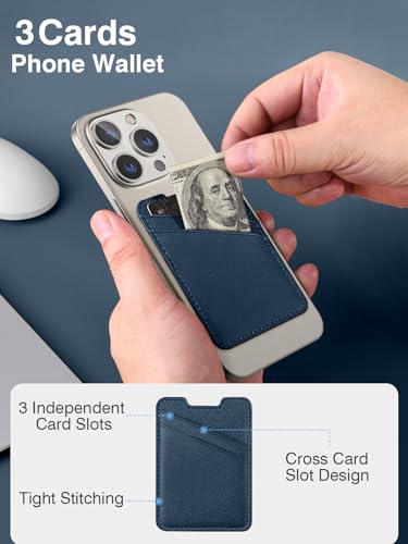 Miroddi 2Pack Phone Wallet Stick on, Adhesive Phone Pocket Leather Cell Phone Card Holder for Phone Case Credit Business ID Cards Pocket Wallets for iPhone Android and Most Smart Phones