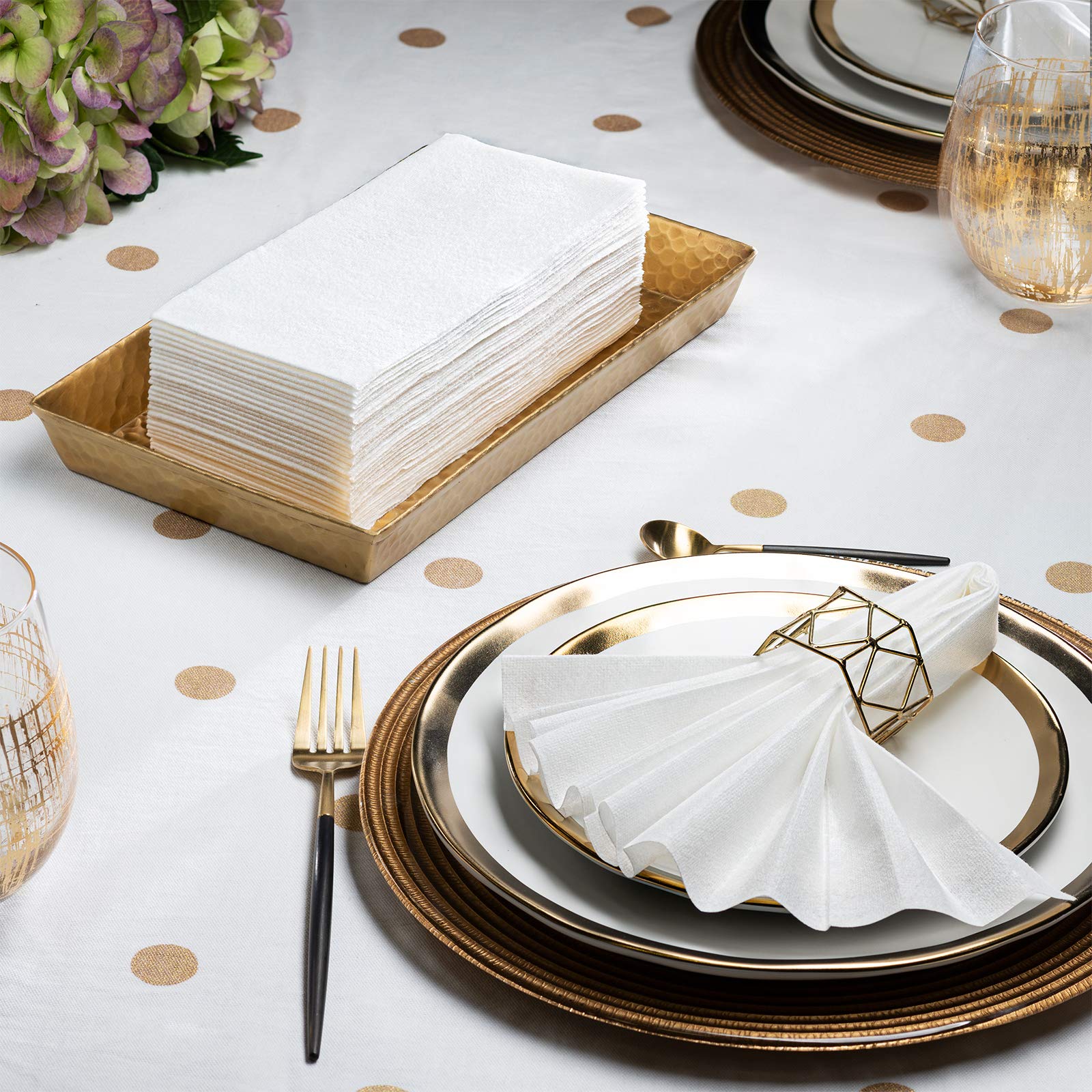 Comfy Package [Case of 1,200-8.5” x 4” Folded] Linen-Feel Guest Towels - Disposable Cloth Dinner Napkins, Linen Hand Towels for Bathroom, Wedding Napkins (12” x 17 Unfolded)
