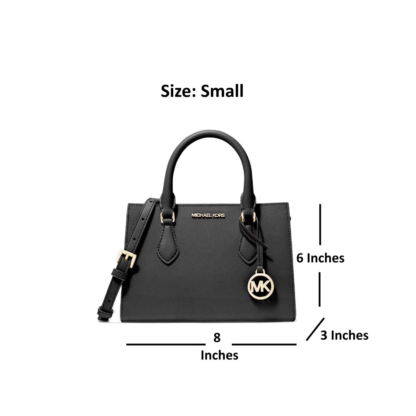 Michael Kors Sheila Small Non-Leather Vegan Satchel (Black with Gold Hardware)