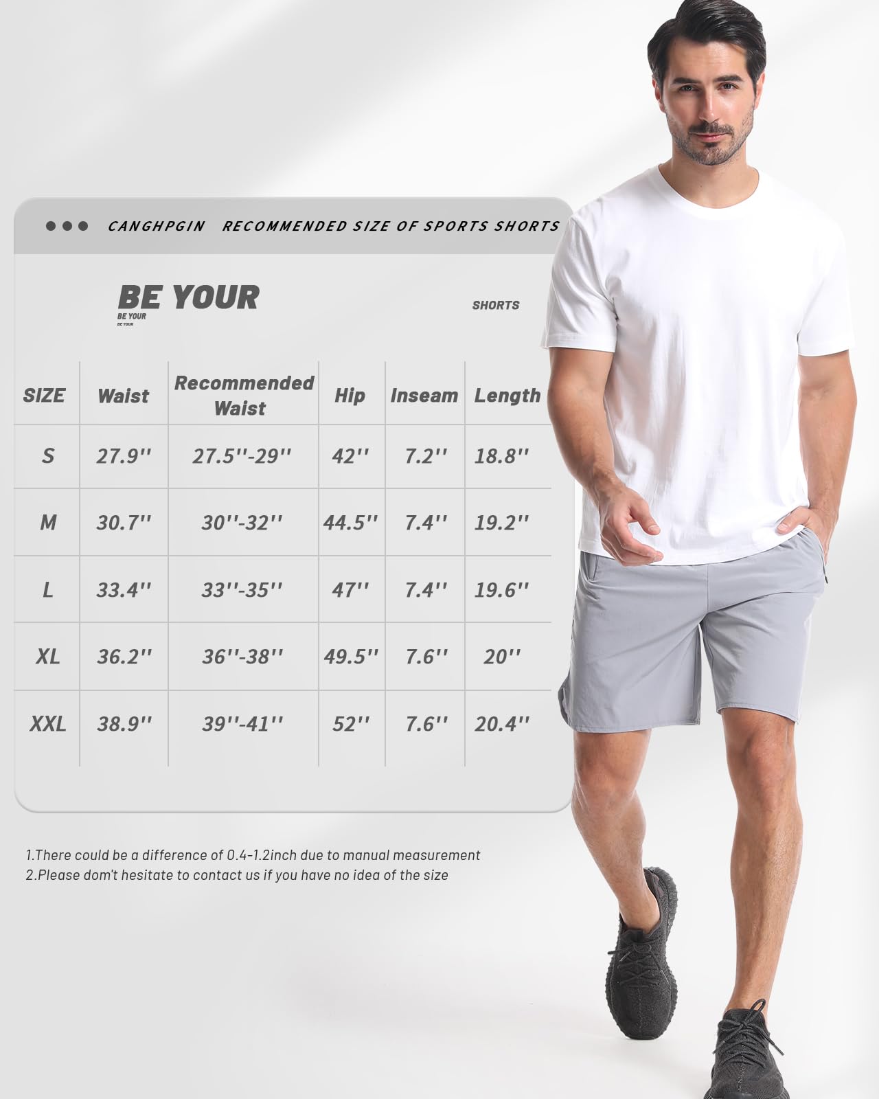 CANGHPGIN 2 Pack Mens Workout Athletic Shorts 7 inch Inseam Quick Dry Hiking Shorts Men Lightweight Sports Gym Shorts Running