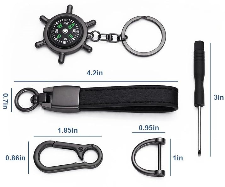 Key Chains for Car Keys, 360 Degree Rotatable Keychain for Men, Black Key Ring