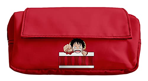 HANDAFA Manga One Piece Pencil Case Anime Sea King Pencil Pouch Holder Large Capacity Pen Case(Red Luffy)