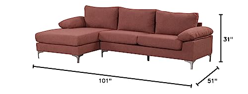 Casa Andrea Milano Luxury Modern Large Boucle L-Shape Sectional Sofa, with Extra Wide Chaise Lounge Couch