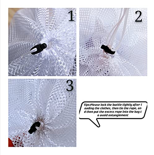 Small Commercial Mesh Laundry Bags with Handle and Drawstring for Dormitory, Travelling, College,Apartment, Camping, RV, Machine Washable, Over Door Hanging Mesh Bag,20×17inc