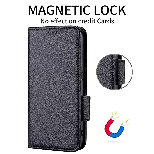 YBROY Case for Samsung Galaxy Z Flip 4 5G, Magnetic Flip Leather Premium Wallet Phone Case, with Card Slot and Folding Stand, Case Cover for Samsung Galaxy Z Flip 4 5G.(Black)