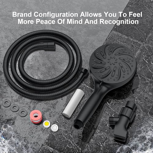 High Pressure Shower Head with Handheld - Filtered Shower Head with Pause and Jet 𝟏𝟎 Spray Modes, 5 Inch Removable Powerful High Pressure Showerhead with Extra Long Hose and Detachable Filter Wand