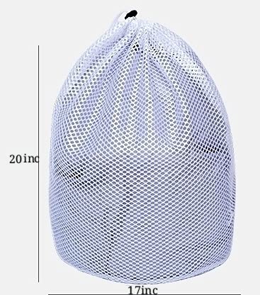 Small Commercial Mesh Laundry Bags with Handle and Drawstring for Dormitory, Travelling, College,Apartment, Camping, RV, Machine Washable, Over Door Hanging Mesh Bag,20×17inc