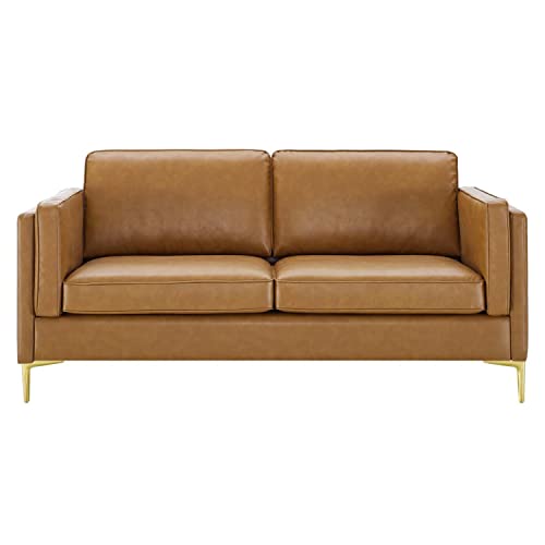Modway Kaiya Upholstered Vegan Leather Sofa, Tan