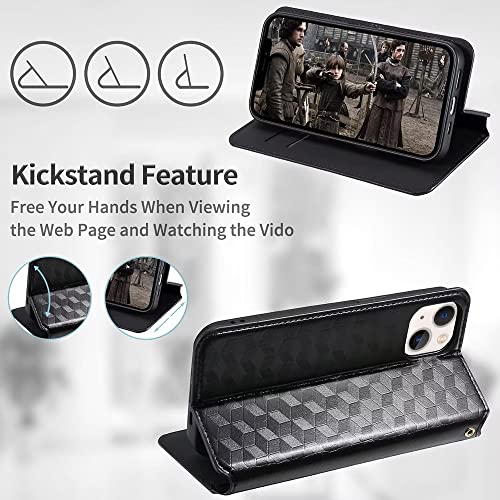 YBROY Case for Samsung Galaxy Z Flip 4 5G, Magnetic Flip Leather Premium Wallet Phone Case, with Card Slot and Folding Stand, Case Cover for Samsung Galaxy Z Flip 4 5G.(Black)