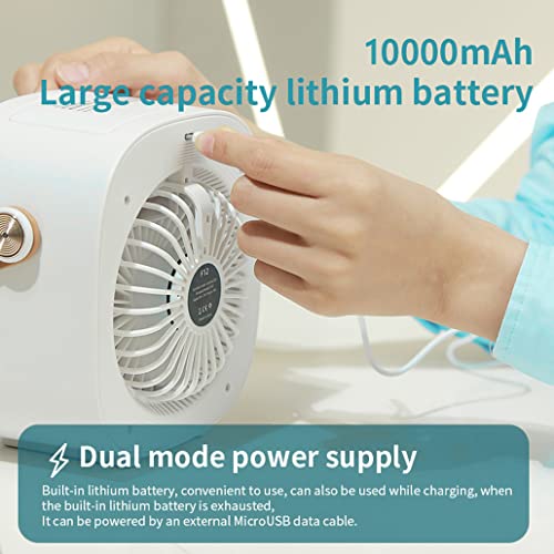 Portable Air Conditioner Fan,MiNi USB Evaporative Air Conditioner Fan,10000mAh cordless Rechargeable Personal Desktop Fan,3-Speed Silent for Office,Living Room,Bedroom,Car and Outdoor Activities(Blue)
