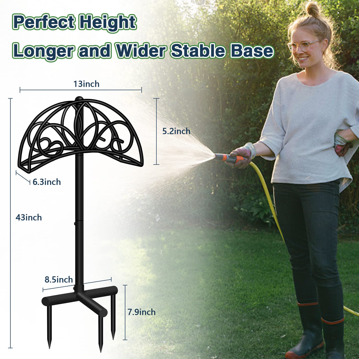 GARDRIT Garden Hose Holder, Black, Detachable, Easy Assembly, Rust Resistant