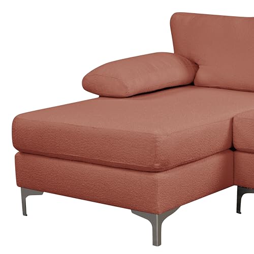 Casa Andrea Milano Luxury Modern Large Boucle L-Shape Sectional Sofa, with Extra Wide Chaise Lounge Couch
