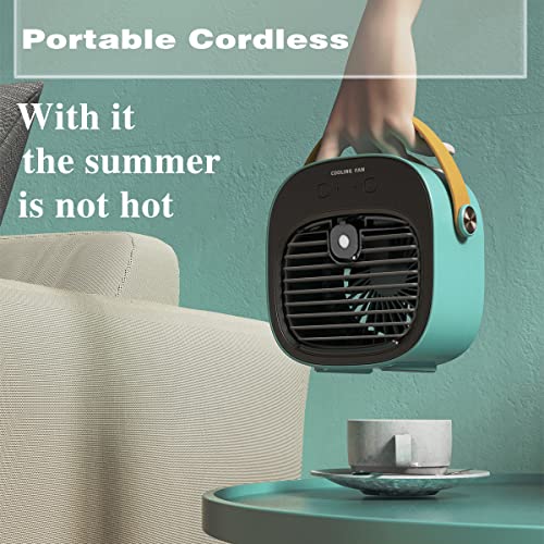 Portable Air Conditioner Fan,MiNi USB Evaporative Air Conditioner Fan,10000mAh cordless Rechargeable Personal Desktop Fan,3-Speed Silent for Office,Living Room,Bedroom,Car and Outdoor Activities(Blue)