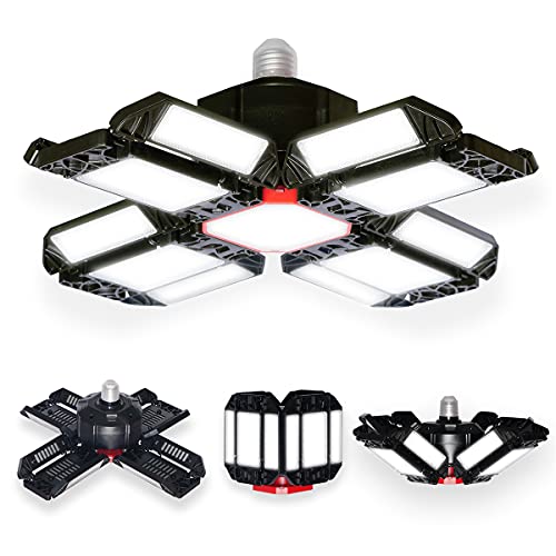 Atokit LED Garage Light 180W Deformable Garage Lights Ceiling led, 13 Leafs Garage Lighting with 12 Adjustable Panels 6500K Daylight led Shop Lights for Workshop, Garage, Basement, Garden