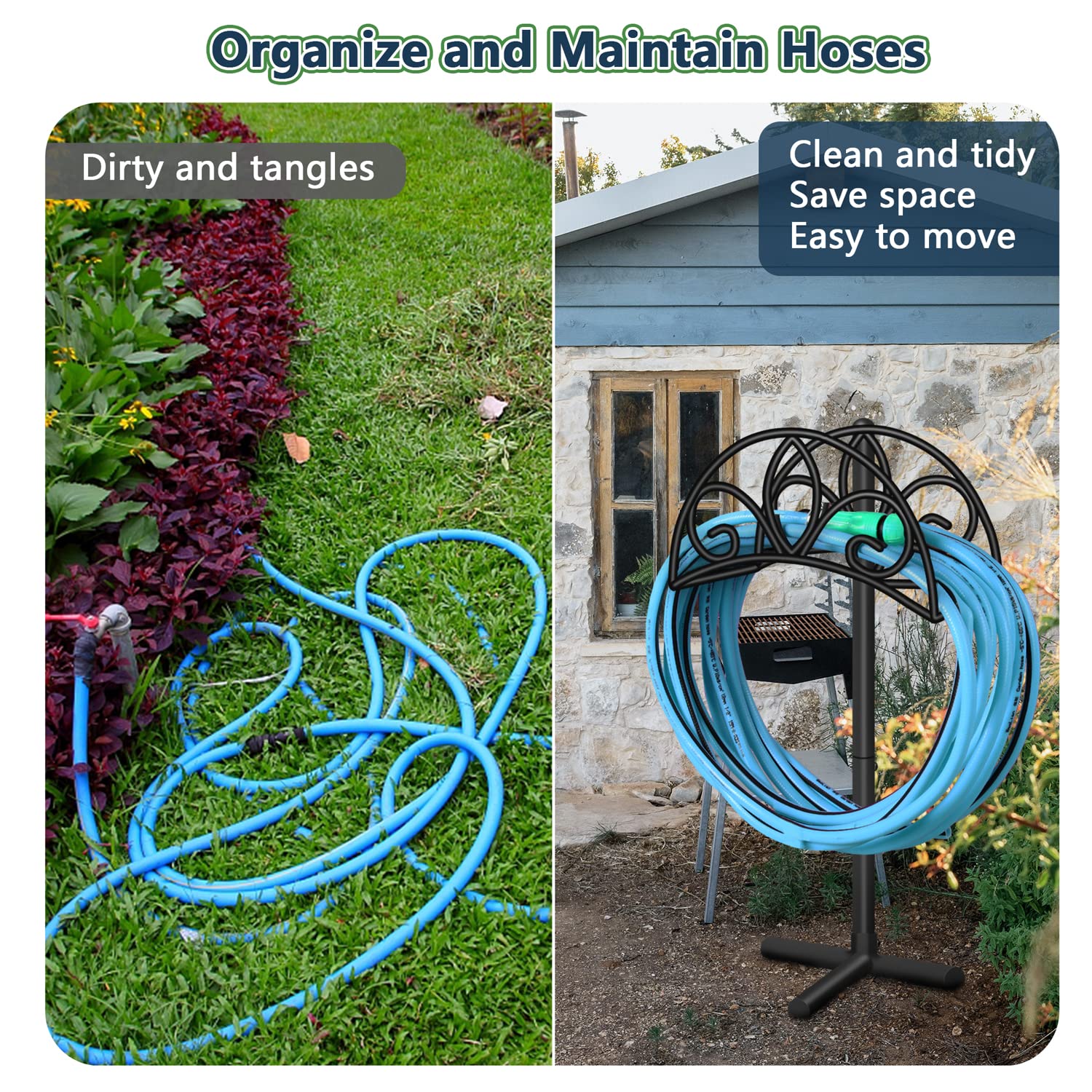 GARDRIT Garden Hose Holder, Black, Detachable, Easy Assembly, Rust Resistant