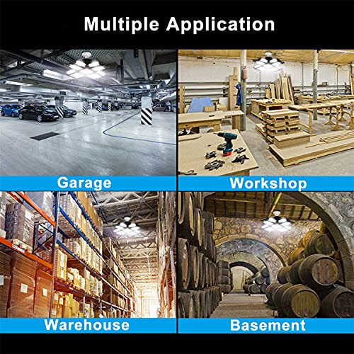 Atokit LED Garage Light 180W Deformable Garage Lights Ceiling led, 13 Leafs Garage Lighting with 12 Adjustable Panels 6500K Daylight led Shop Lights for Workshop, Garage, Basement, Garden