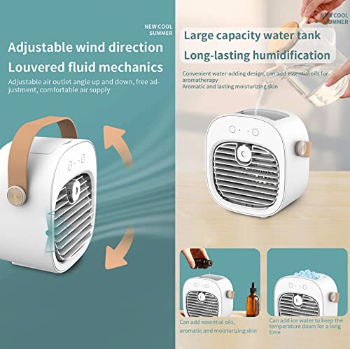 Portable Air Conditioner Fan,MiNi USB Evaporative Air Conditioner Fan,10000mAh cordless Rechargeable Personal Desktop Fan,3-Speed Silent for Office,Living Room,Bedroom,Car and Outdoor Activities(Blue)
