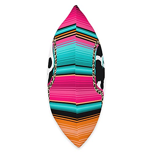 Western Serape Cactus designs Western Cow Cactus Leopard Cheetha Serape Turquoise Pink Throw Pillow, 16x16, Multicolor