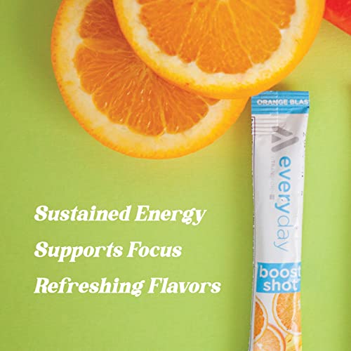 TransformHQ Boost Shot Powder Drink Stick Packets, Orange Blast, 7 Pack, Energy Supplements for Women & Men, with Caffeine, Vitamin B12, B9, B6 & B3