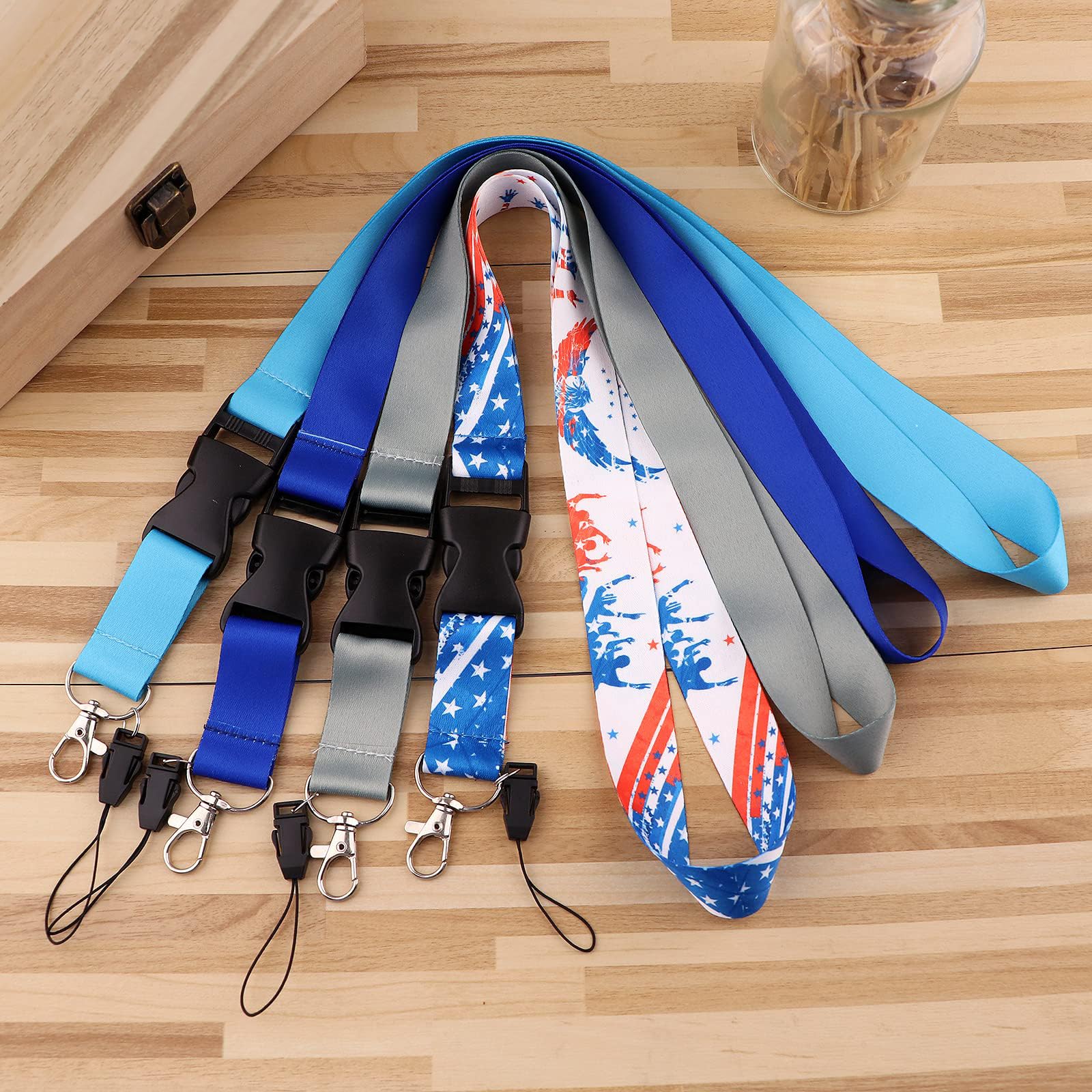 juanooo Cool Blue Key Lanyard for Men Women Teachers Staff Detachable Badge Keychian Lanyard for ID Badges Flat Neck Lanyard