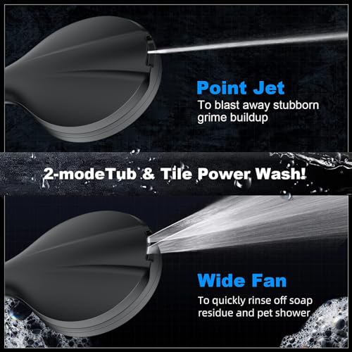 High Pressure Shower Head with Handheld - Filtered Shower Head with Pause and Jet 𝟏𝟎 Spray Modes, 5 Inch Removable Powerful High Pressure Showerhead with Extra Long Hose and Detachable Filter Wand