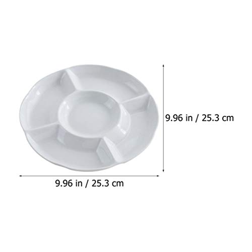 DOITOOL Divided Serving Dish Plastic Melamine Round Relish Platter Tray Appetizer Compartment Bowl for Chips Dip Veggies Candy Snacks