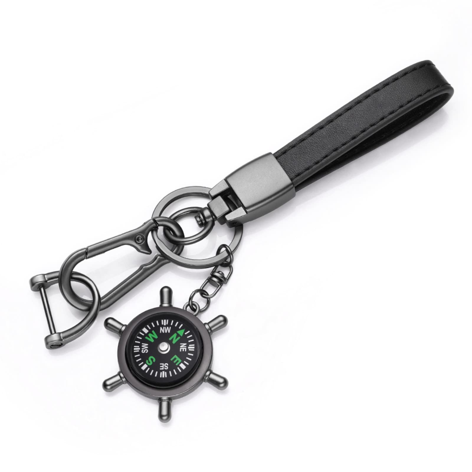 Key Chains for Car Keys, 360 Degree Rotatable Keychain for Men, Black Key Ring