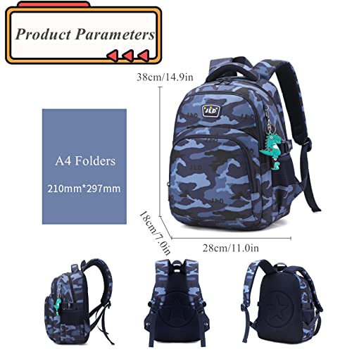 Camo Kids Backpacks for Boys, Water-resistant Camouflage Preschool Kindergarten Boys Backpacks Bookbags, Grey