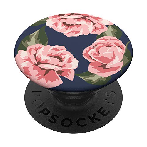 Vintage Pink Rose On Navy Blue Floral PopSockets Swappable PopGrip